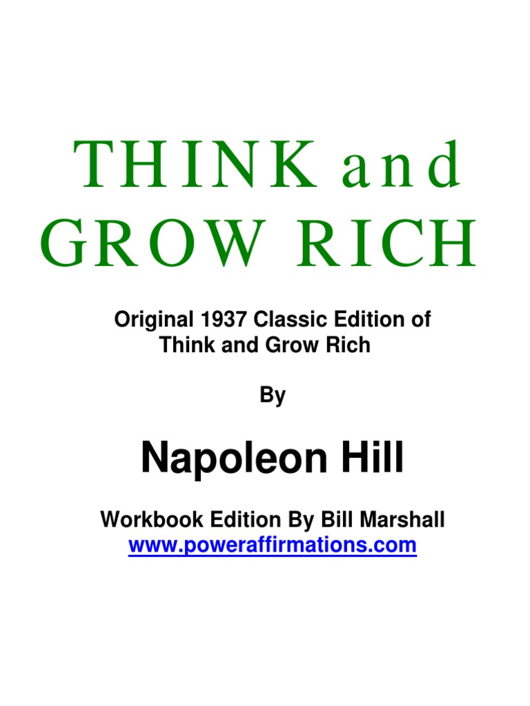Think and Grow Rich Chapter 01 Workbook PDF | PDF | Napoleon Hill ...