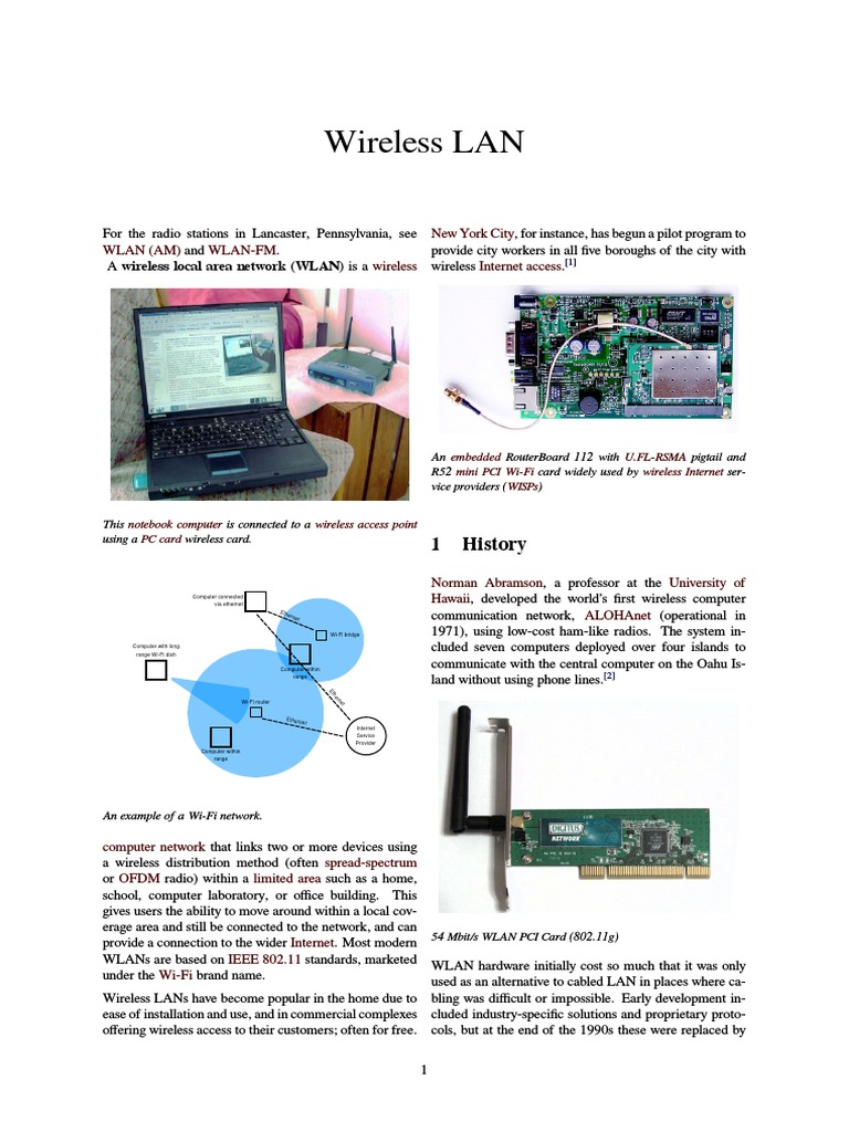 An Overview of Wireless Local Area Network (WLAN) Technology ...