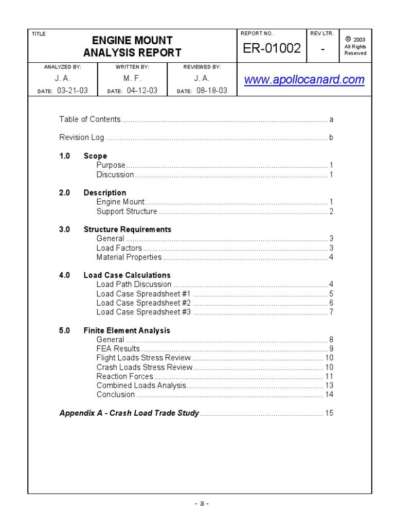 Engine Mount Analysis Report: 1.0 Scope | PDF | Truss | Stress (Mechanics)