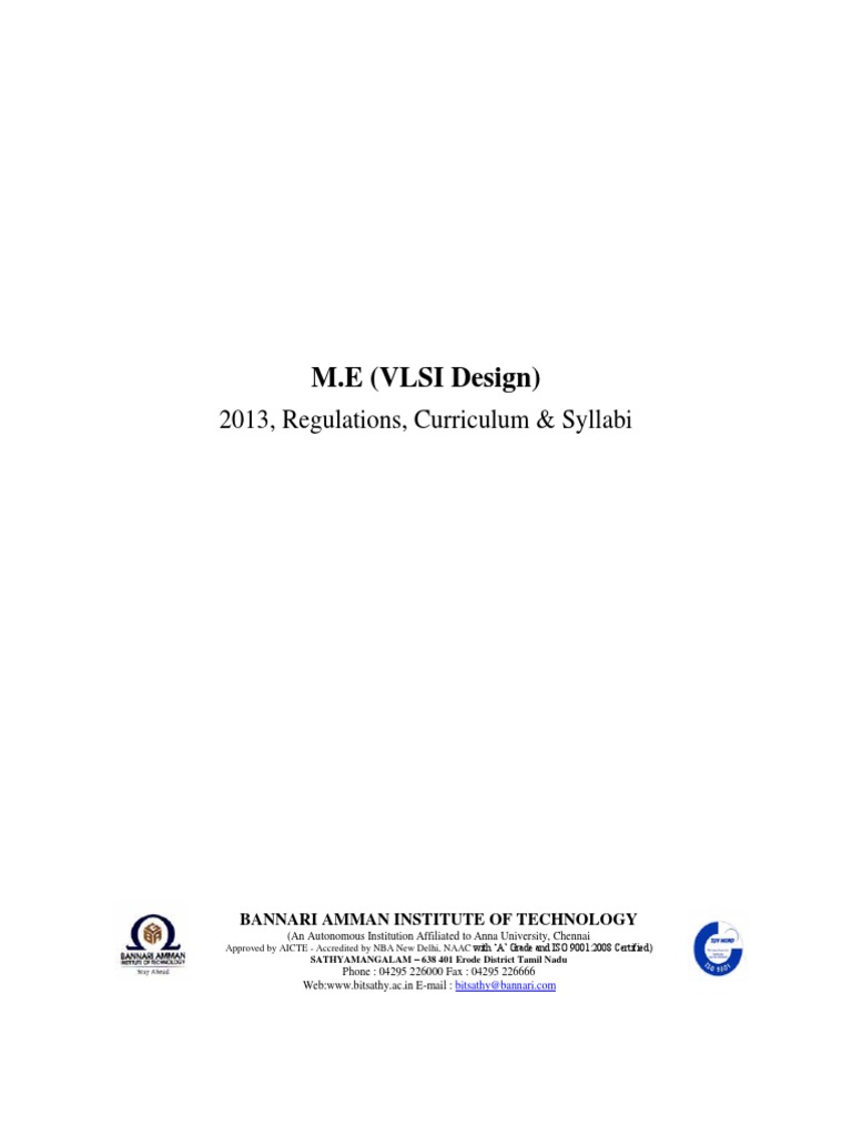 M.E (VLSI Design) Curriculum & Syllabus 2013 | PDF | Hardware ...