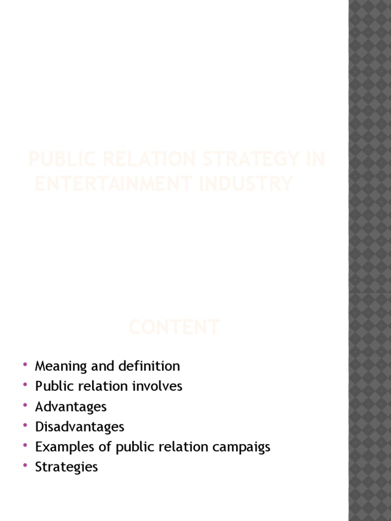 Public Relation Strategy in Entertainment Industry | PDF | Public ...
