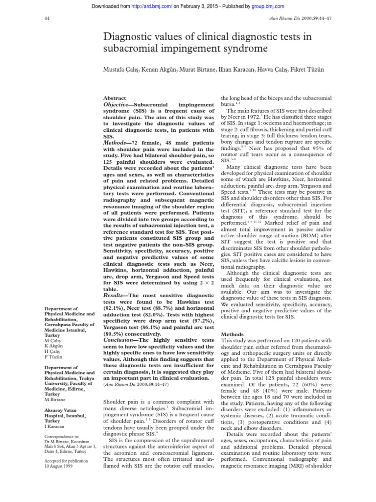 Ann Rheum Dis-2000-Çal - 44-7 | PDF | Sensitivity And Specificity ...