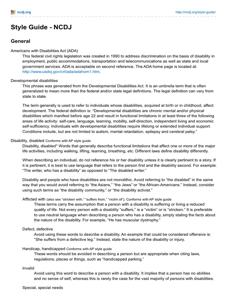Ncdj.org-Style Guide - NCDJ | Hearing Loss | Visual Impairment