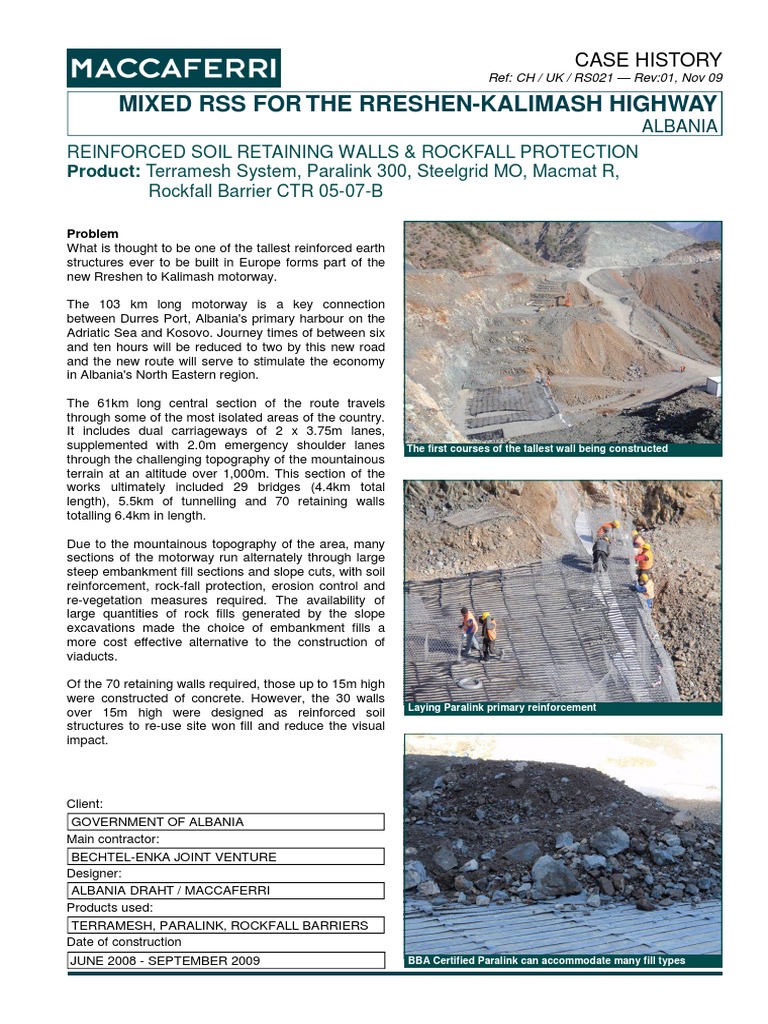 Copia Di CH-Albania - TR - Rraeshen-Kalimash Highway Paramesh Structure ...