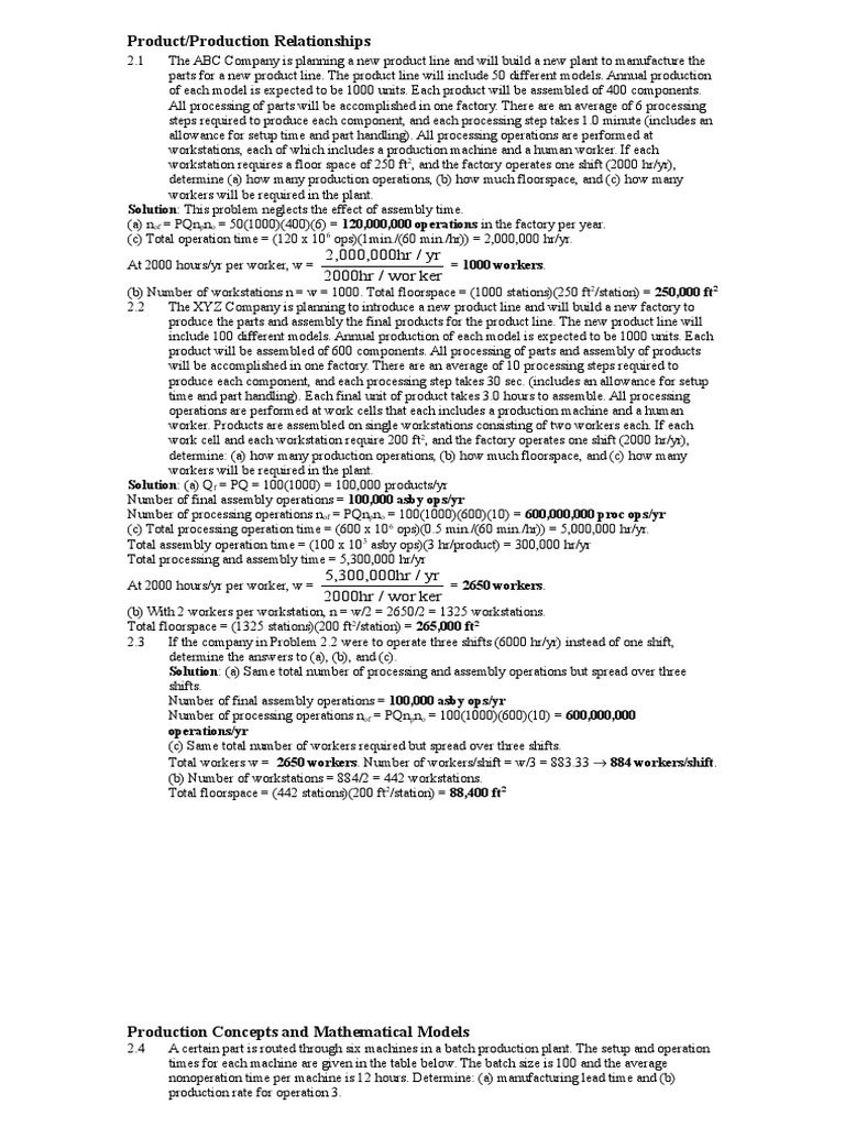 Product/Production Relationships: Solution: This Problem Neglects The ...