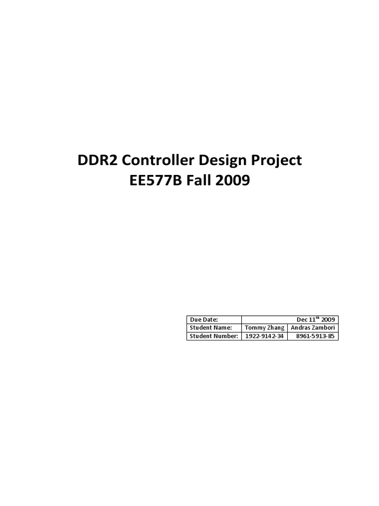 Design and Implementation of a DDR2 Memory Controller in Verilog HDL | PDF | Data Buffer | Array ...