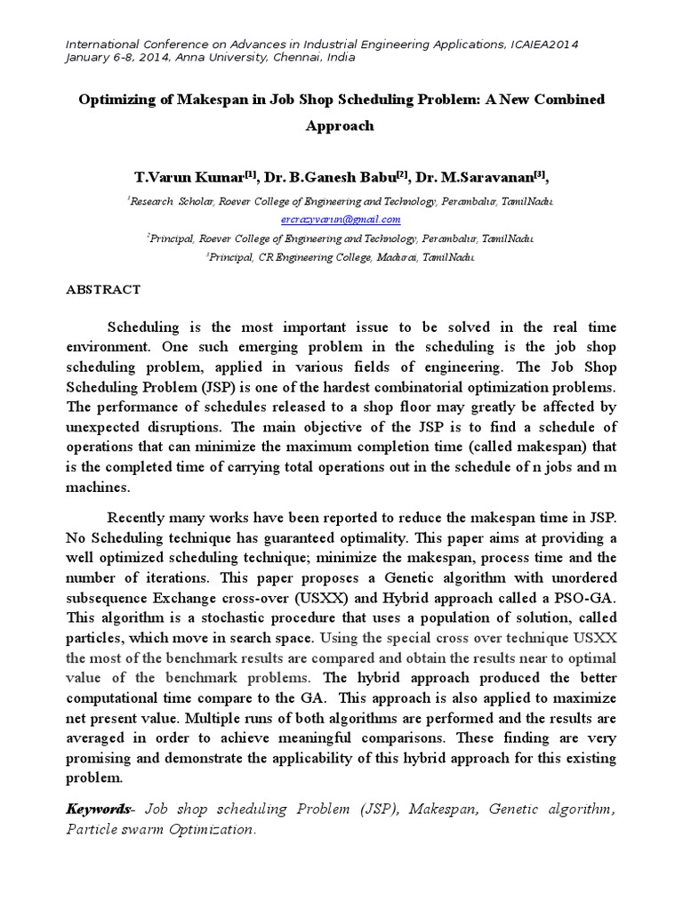 Optimizing of Makespan in Job Shop Scheduling Problem: A New Combined ...