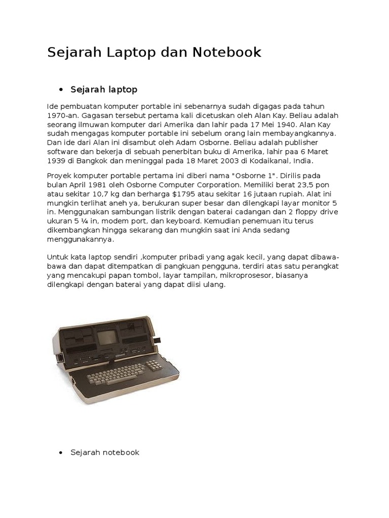 Sejarah Laptop Dan Notebook | PDF