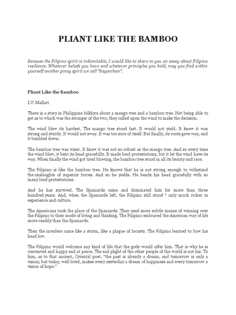 Pliant Like The Bamboo | PDF