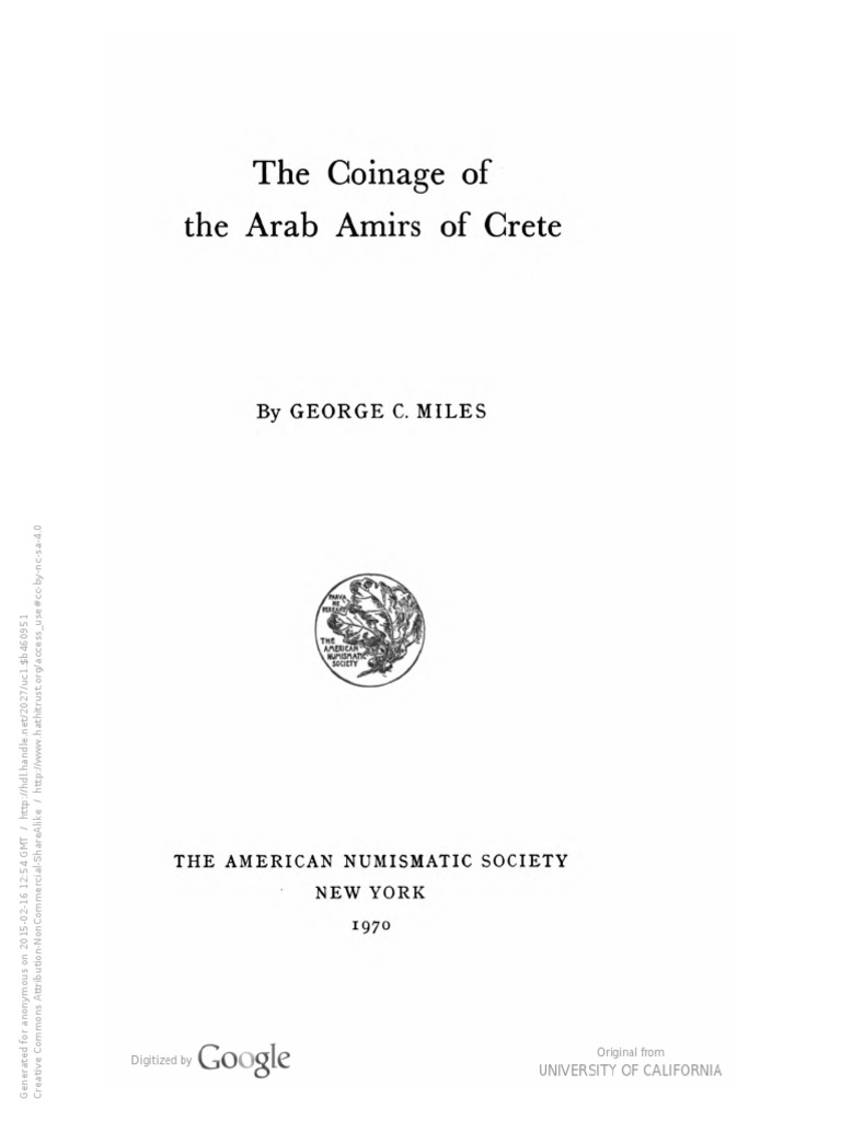 The Coinage of The Arab Amirs of Crete / by George C. Miles | PDF ...