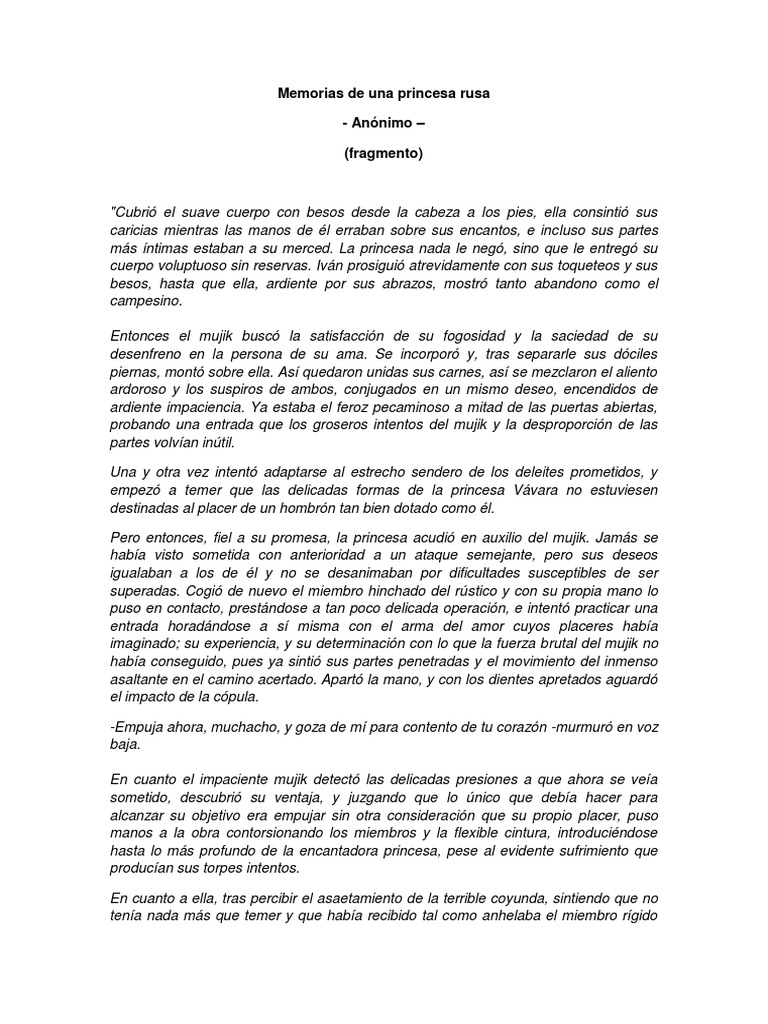 Memorias de Una Princesa Rusa - Fragmento | PDF | Sexo | Sicología