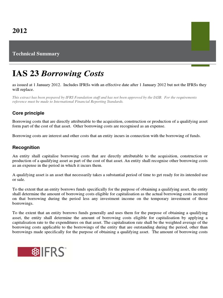 IAS23 Borrowing Cost | International Financial Reporting Standards ...