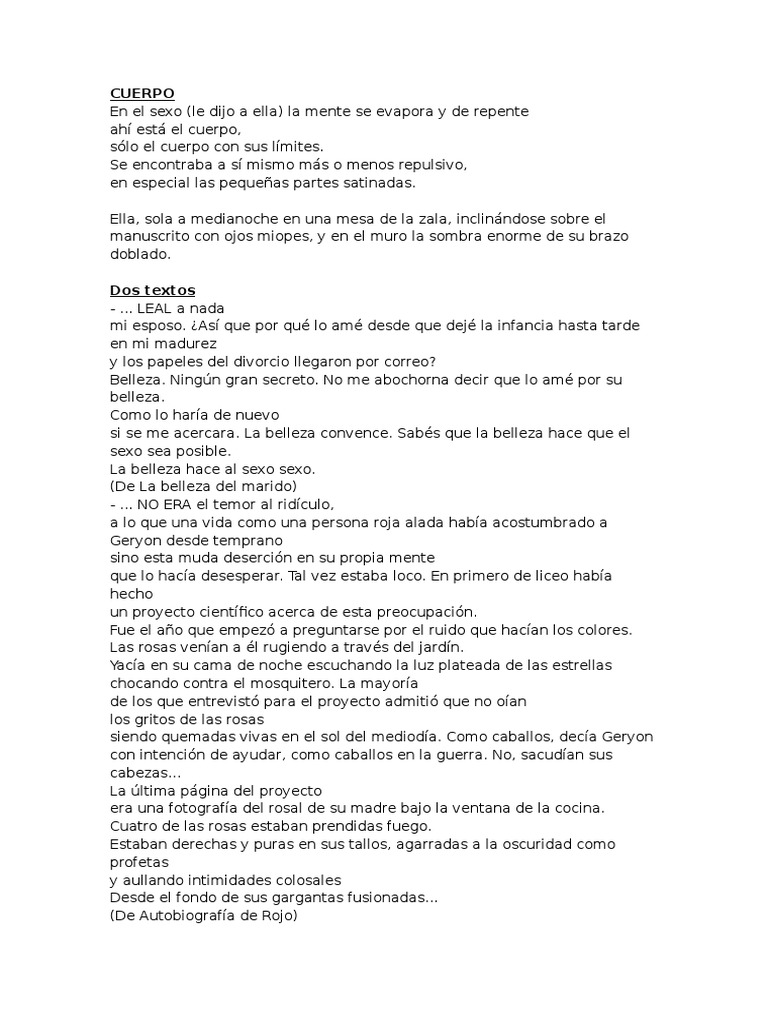 Anne Carson Poemas | Descargar gratis PDF | Amor | Aves