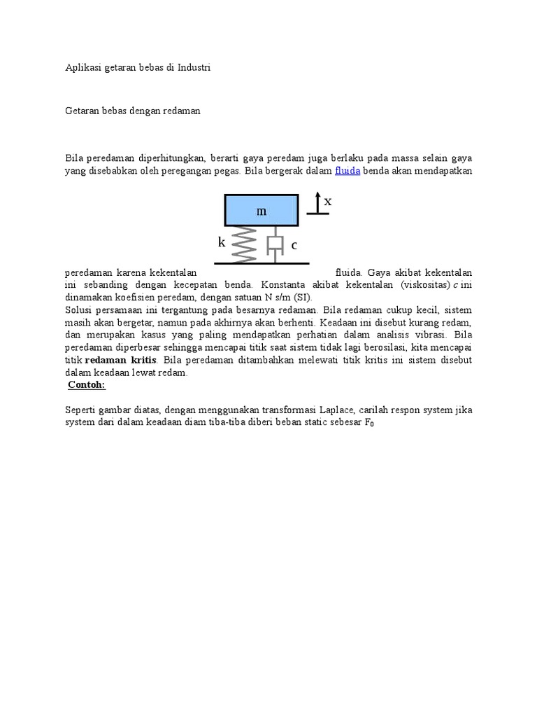 Aplikasi Getaran Bebas Di Industri | PDF | Sains & Matematika