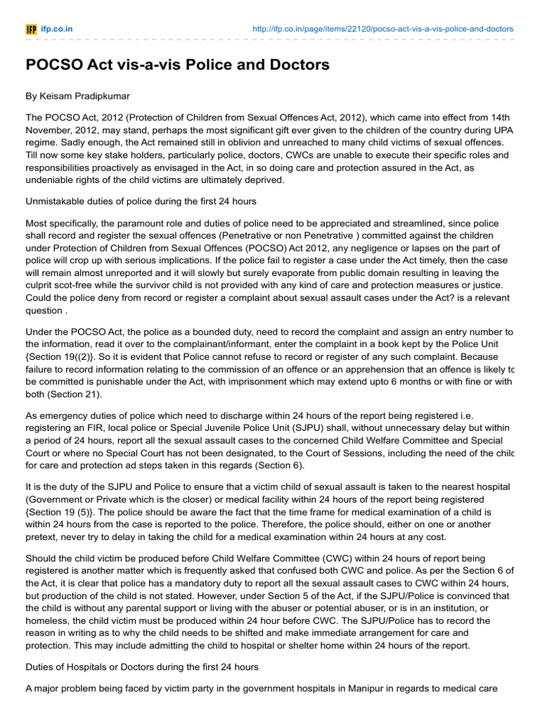 Ifp - co.in-POCSO Act Vis-A-Vis Police and Doctors | PDF | Sexual ...