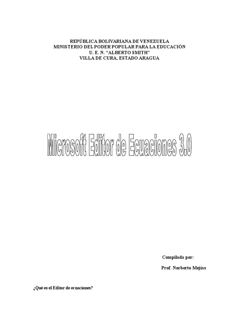 Guía Del Editor de Ecuaciones 3.0 | PDF | Point and Click | Fórmula