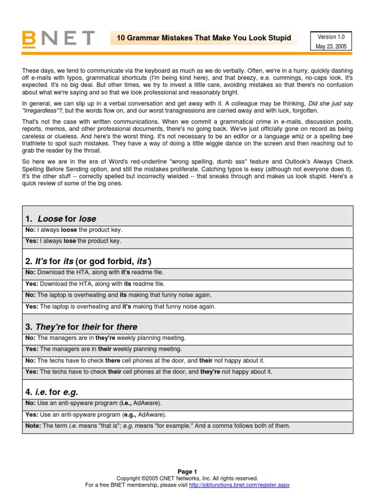 10 Grammar Mistakes That Make You Look Stupid | PDF