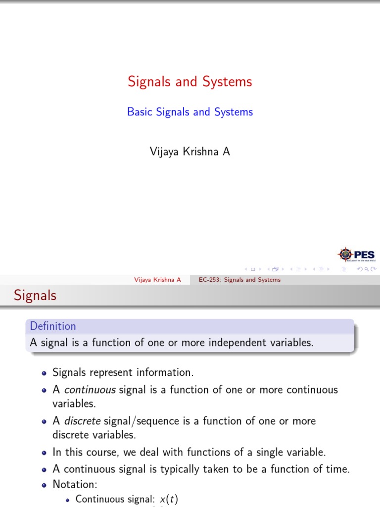 Ch1 Signals Systems | PDF | Discrete Time And Continuous Time | Mathematical Concepts