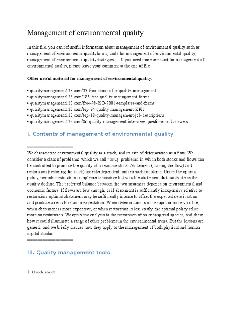 Management of Environmental Quality | Download Free PDF | Scatter Plot | Histogram
