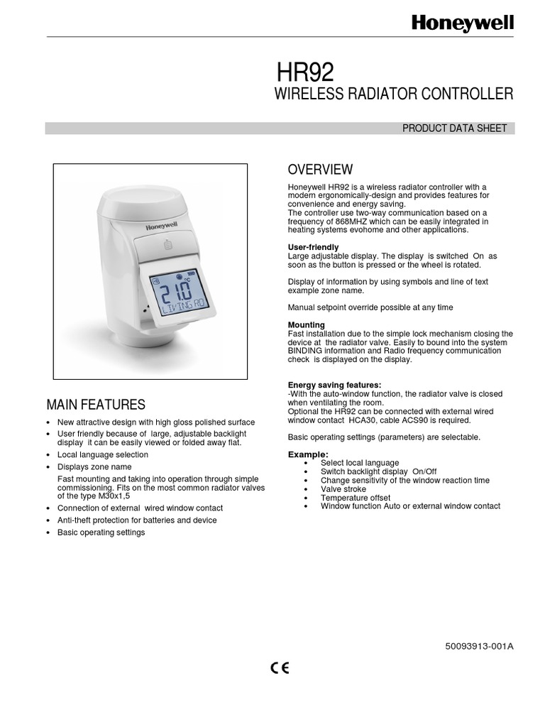 HR92 Specification Sheet | PDF | Vacuum Tube | Battery (Electricity)