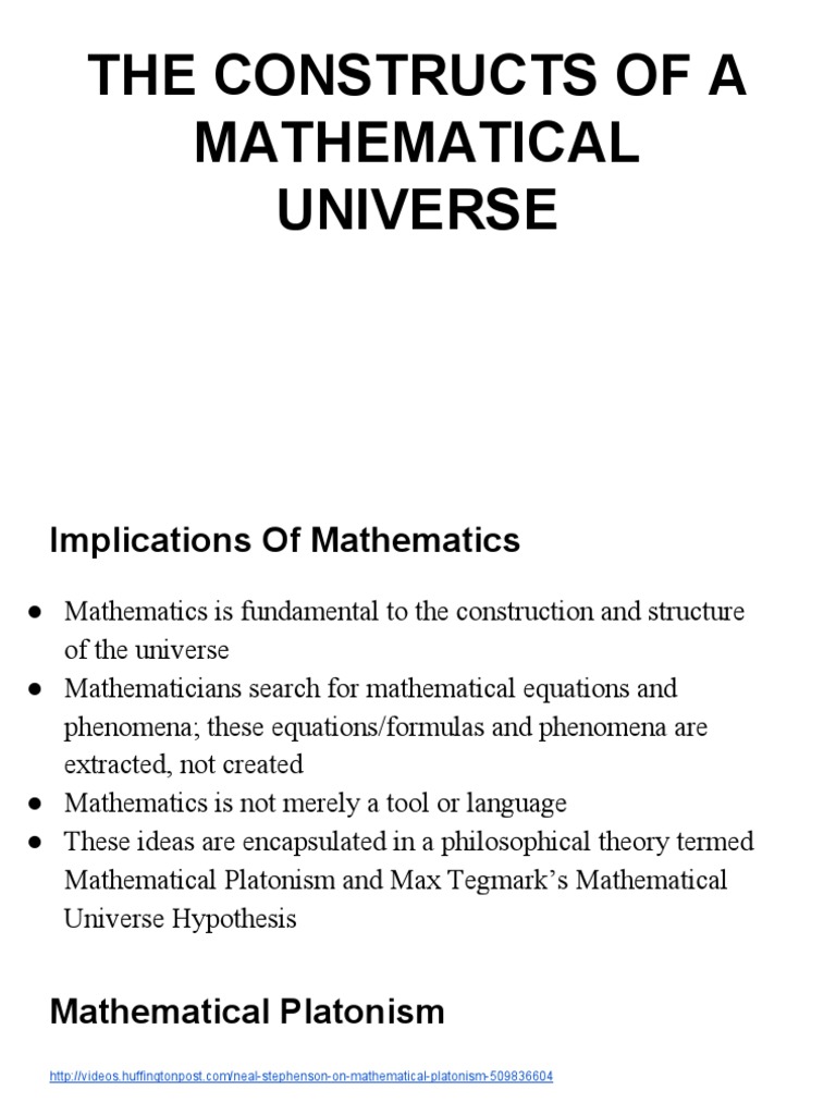 The Constructs of A Mathematical Universe | PDF | Pure Mathematics ...