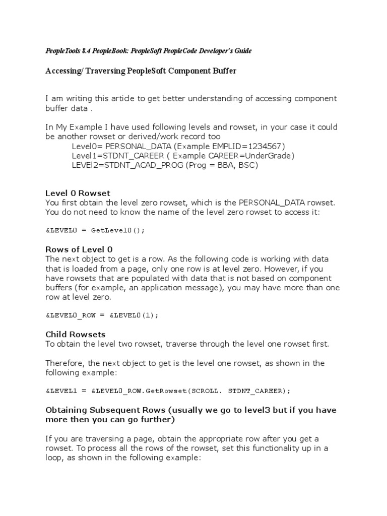 Accessing/ Traversing Peoplesoft Component Buffer: Peopletools 8.4 ...