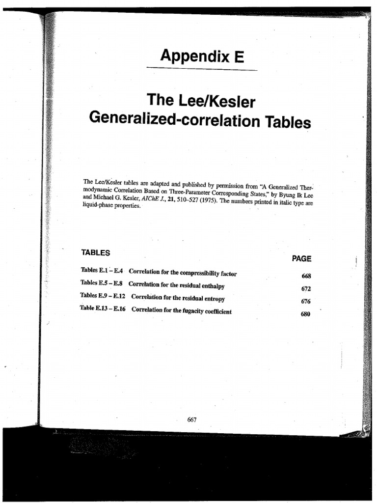 Tablas Lee-Kesler PDF | PDF