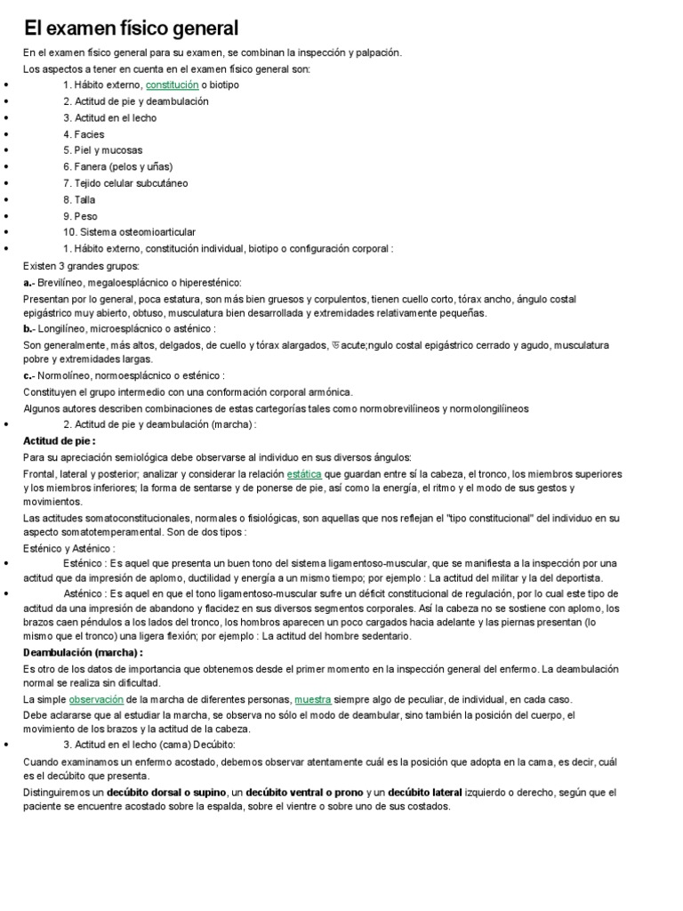 El Examen Físico General | Coma | Piel | Prueba gratuita de 30 días ...