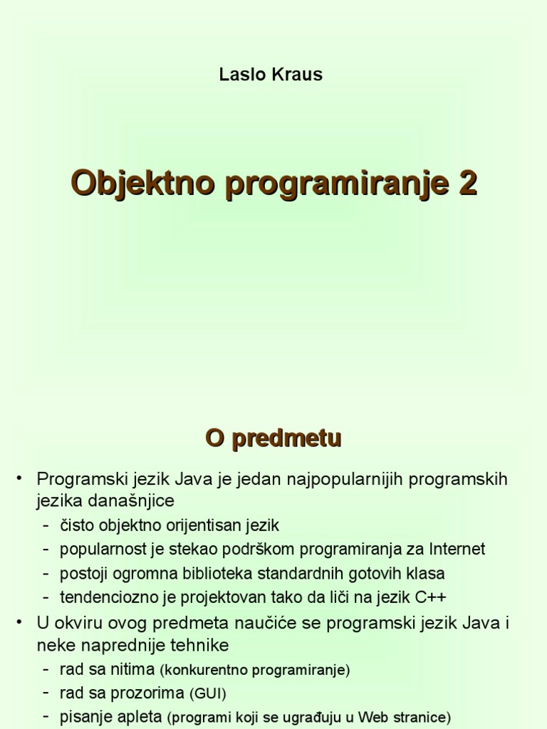 Objektno Programiranje 2 | PDF