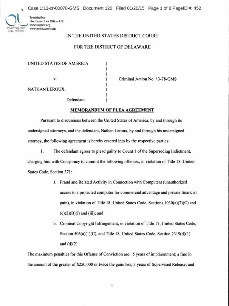 Plea Agreement | PDF | United States Federal Sentencing Guidelines ...