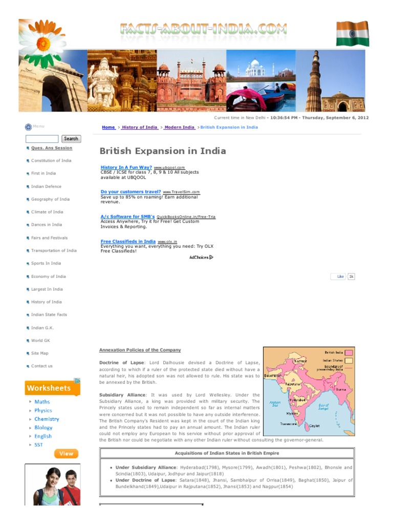 British Expansion in India | PDF | India–United Kingdom Relations ...
