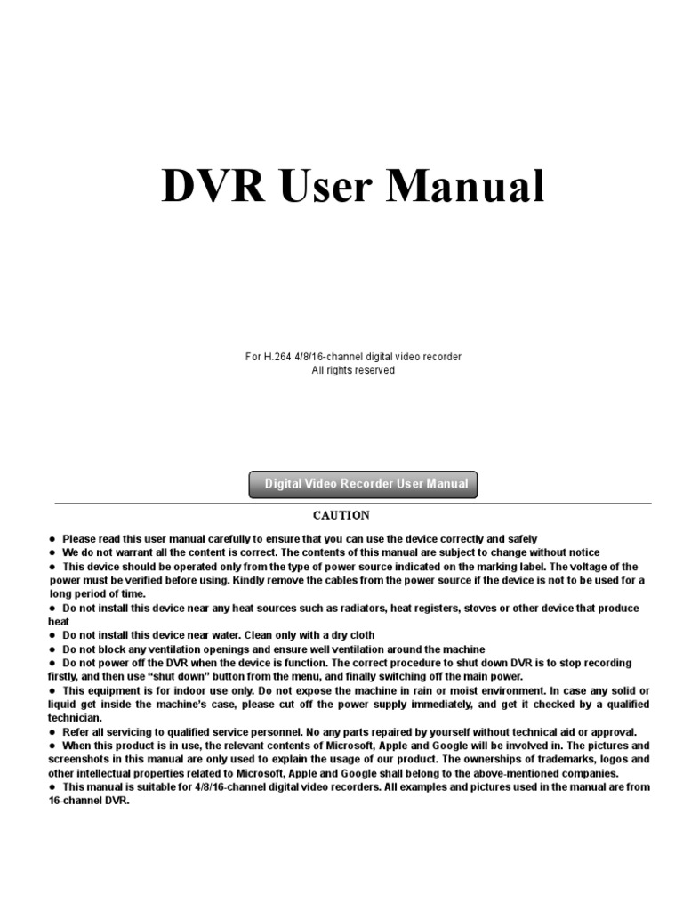DVR User Manual | PDF | Digital Video Recorder | Video