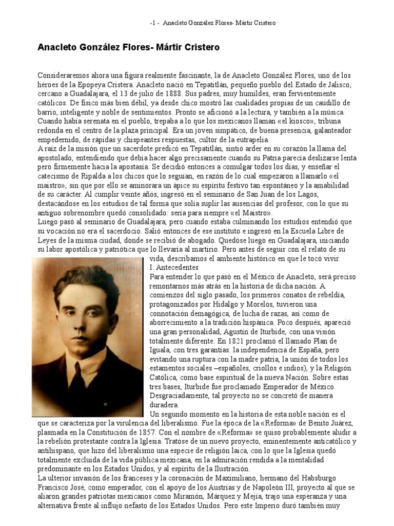 Anacleto González Flores: Mártir Cristero | PDF | México | Iglesia Católica