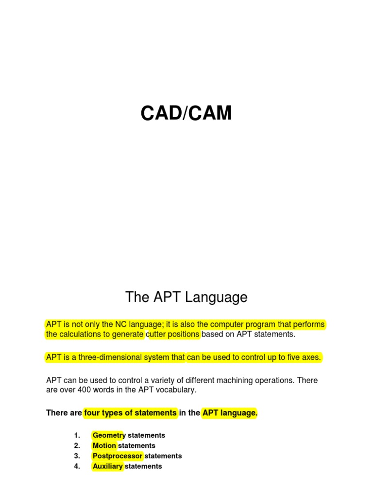 APT Language | PDF | Computer Aided Design | Geometry
