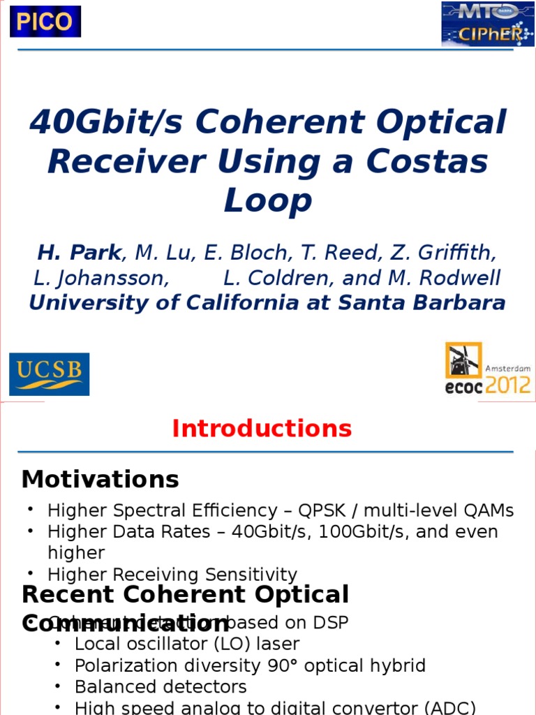 40G Coherent Optical Receiver Design | PDF | Telecommunications ...