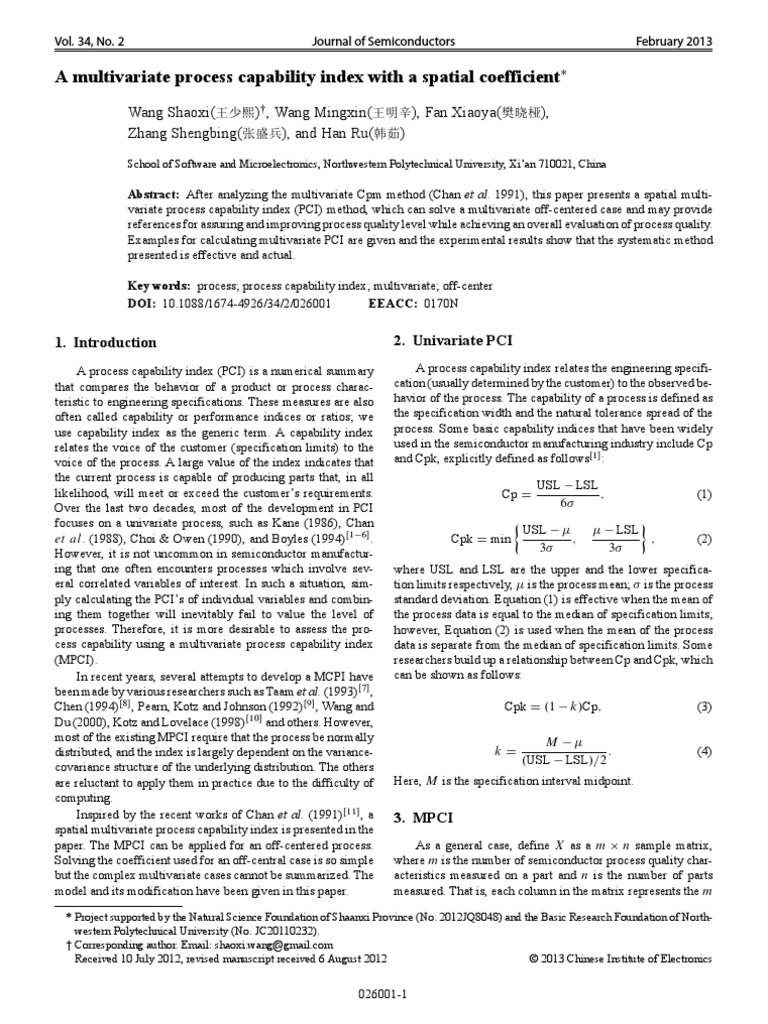 A Multivariate Process Capability Index With A Spatial Coffecient (Wang ...