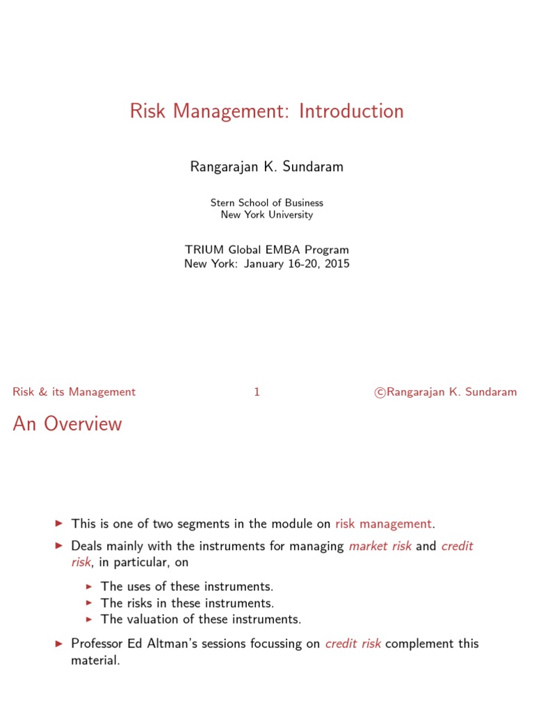Introduction To Risk Management | PDF | Standard Deviation | Liquidity Risk