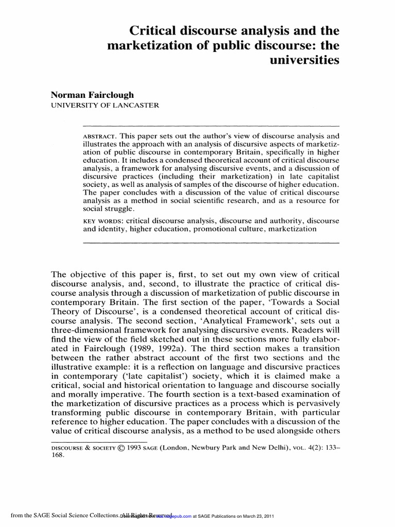 Marketization in Public Discourse by Norman Fairclough - University of ...