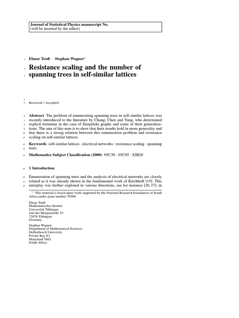 Resistance Scaling and The Number of Spanning Trees in Self-Similar ...