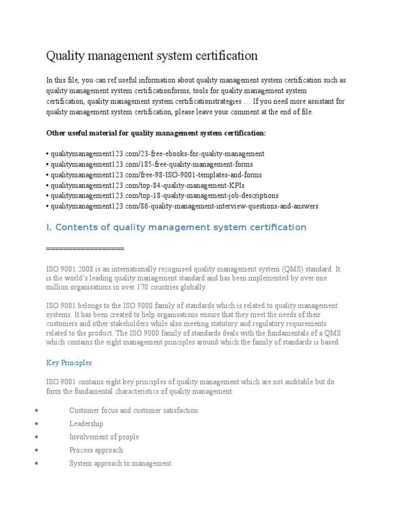 Quality Management System Certification Guide | PDF | Scatter Plot ...