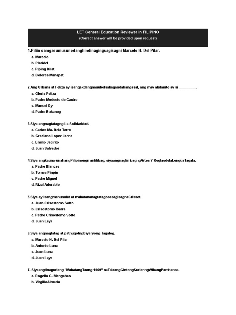 Let Filipino - Major | PDF | General Fiction