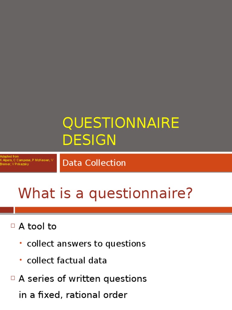 Week 6 Questionnaire - Design | PDF | Questionnaire | Survey Methodology