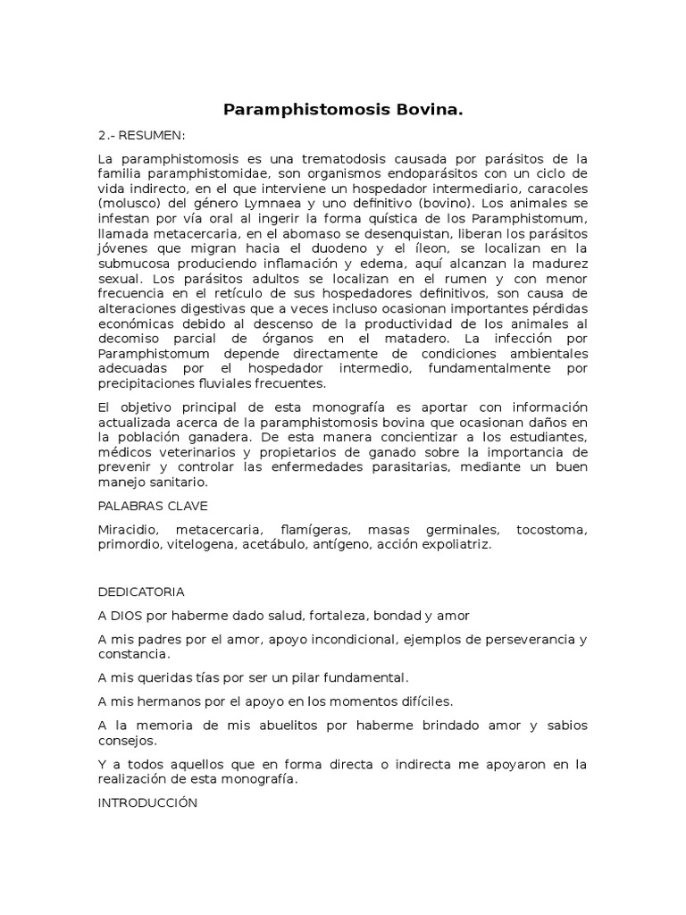 Paramphistomosis en Bovinos: Impacto y Control | PDF | Sistema inmune ...