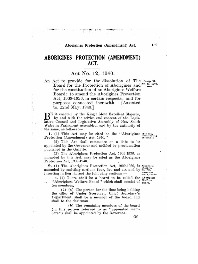 1940 Aborigines Protection Amendment Act | PDF | Apprenticeship | Act ...