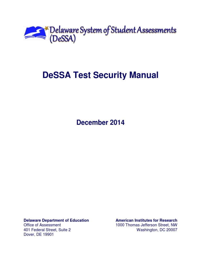 DeSSA Test Security Manual | PDF | National Assessment Of Educational ...