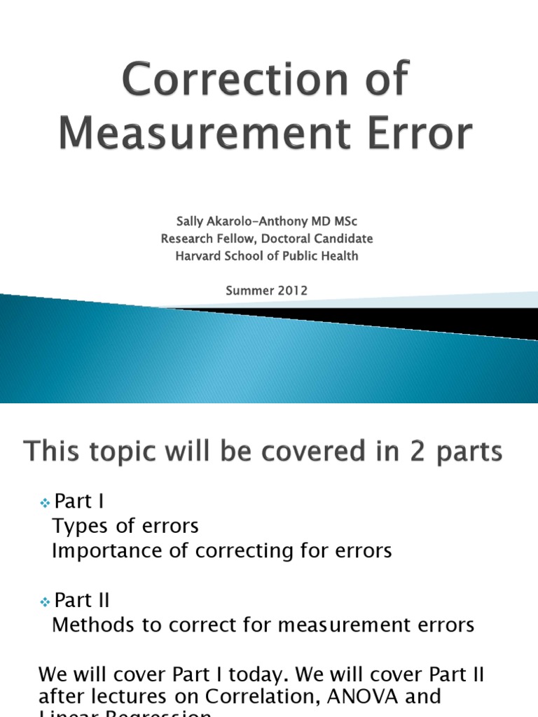 Understanding Measurement Errors in Epidemiology | PDF | Observational Error | Errors And Residuals