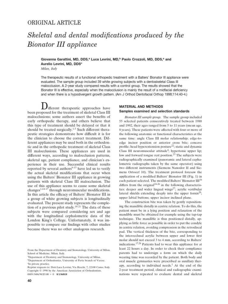 Bionator III | PDF | Orthodontics | Analysis Of Variance