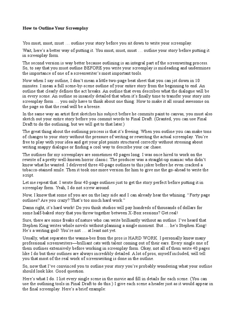 How To Outline Your Screenplay | PDF