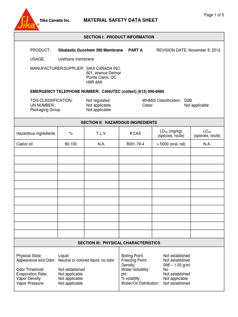 Sikalastic Duochem 390 Membrane - (A-B) - E PDF | PDF | Flammability ...