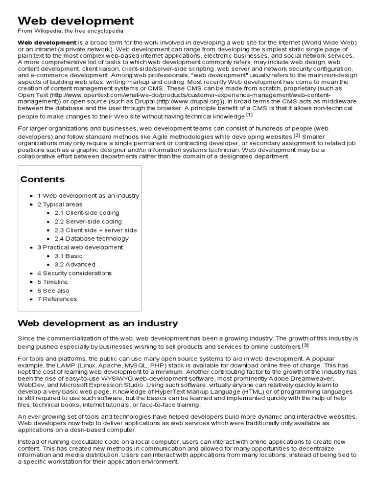 Web Development - Wikipedia, The Free Encyclopedia | PDF | Web ...